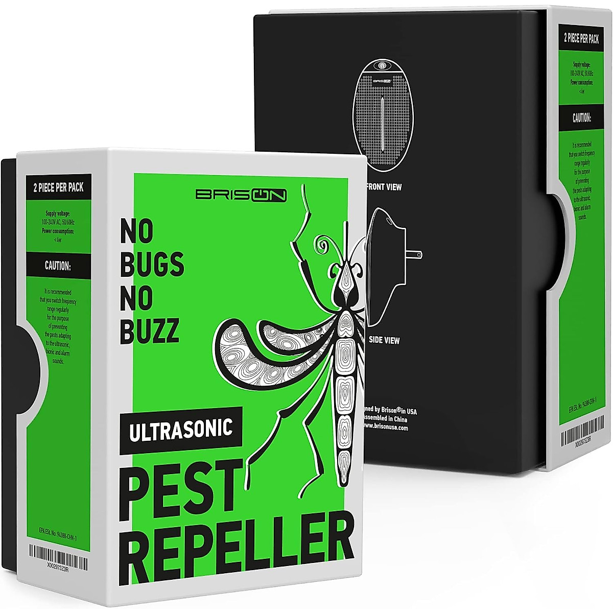 BRISON Ultrasonic Pest Repeller Indoor Pest Repellent Plug in Device - Pest Control for Home Office Hotel Warehouse 4 PCS, White