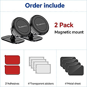 【 2-PACK 】Magnetic Phone Car Mount,【 Super Strong Magnet 】Magnetic Car Phone Holder for Dashboard 【 360° Rotation 】Universal Magnetic Dash Mount Cell Phone Holder iPhone Car Mount Fits All Smartphones
