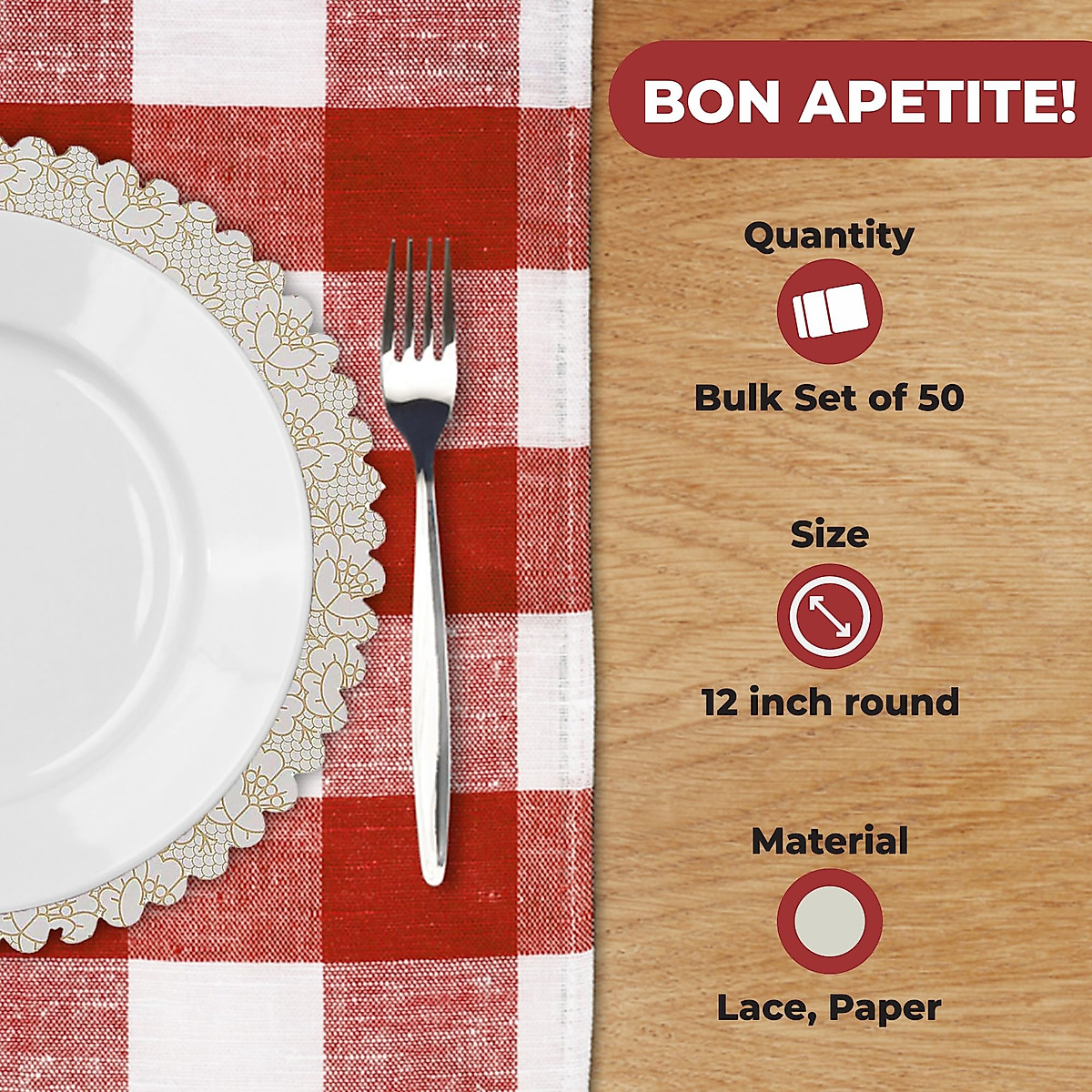 Shabby Chic Lace Placemats - Bulk Set of 50, Disposable Paper - Vintage Party Supplies, Ivory/Nude