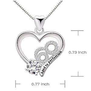 ALOV Jewelry Sterling Silver 60th Birthday Aged to Perfection Cubic Zirconia Pendant Necklace