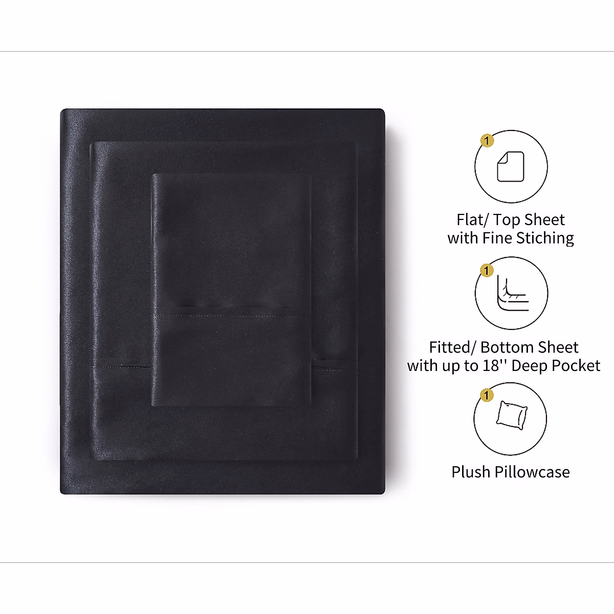 Lanest Housing Silk Satin Sheets, Twin Size Satin Bed Sheet Set with Deep Pockets, Cooling Soft and Hypoallergenic Satin Sheets Twin - Black