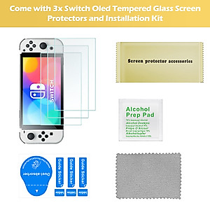 ProCase 3 Pack Screen Protector Compatible with Nintendo Switch OLED, Tempered Glass Screen Film Guard Rounded Edge Real Glass Screen Protector for Nintendo Switch Oled 2021