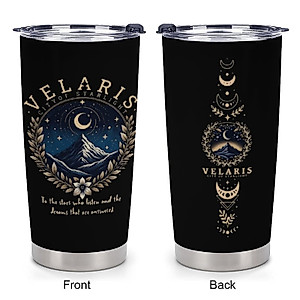 Velaris City Of Starlight Tumbler Acotar The Night Court Bookish 20 Oz Stainless Steel Insulated Tumblers with Lid And Straw Bookish Acotar Travel Coffee Mug Gifts