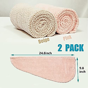 ELLEWIN Hair Towel Wrap 2 Pack, Microfiber Hair Drying Shower Turban with Buttons, Super Absorbent Quick Dry Hair Towels for Curly Long Thick Hair, Rapid Dry Head Towel Wrap for Women Anti Frizz