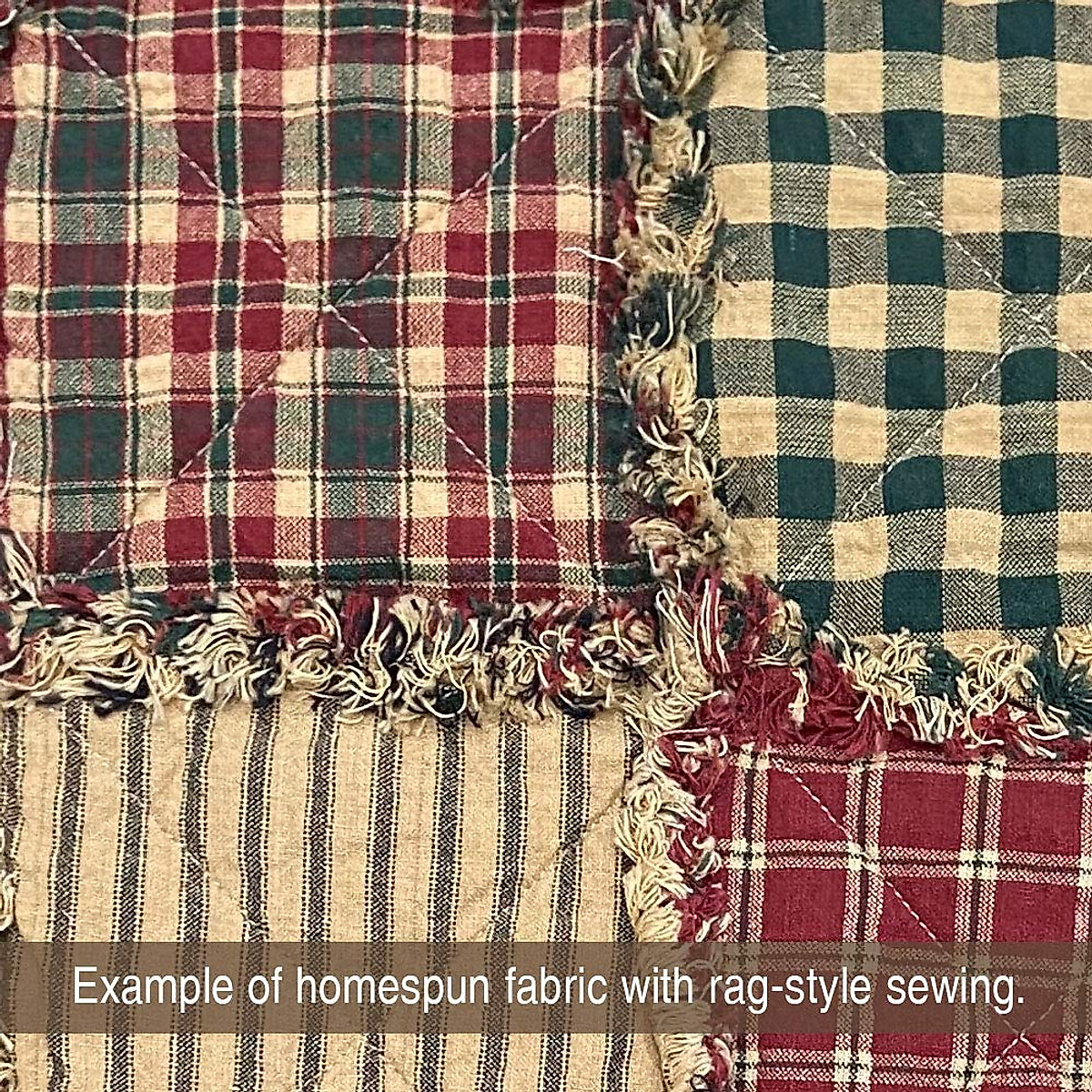 Vintage Christmas 2 Cotton Homespun Plaid Fabric by JCS - Sold by The Yard