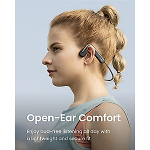 SHOKZ OpenMove - Open-Ear Bluetooth Sport Headphones - Bone Conduction Wireless Earphones - Sweatproof for Running and Workouts, with Sticker Pack (Grey) (Renewed)