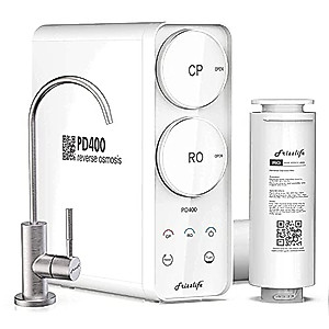 Frizzlife Reverse Osmosis System - Tankless 400 GPD Drinking Water Filtration System, Quick Twist Under Sink RO Filter - with one Extra TD-9 Alkaline Filter