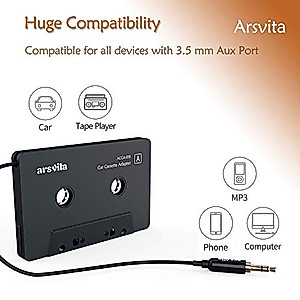 Car Audio aux Cassette Adapter and a Type C to 3.5mm Audio Aux Jack Adapter,Compatible for Google , Samsung , Xiaomi , Huawei All Type C Port Devices.