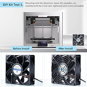 Hose Vary 4" Axial Exhaust Fan, 3000RPM 120mm DC12V Dual Ball Bearings Air Exhaust Fume Smoke Extractor Fan Kit for DIY Soldering, 3D Laser, Paint Booth (4" Duct Adapters, Mesh, Dimmer Included)