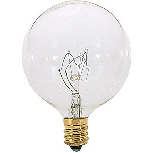 KOR (Pack of 10) G16.5 Clear FinshDecorative (E12) Candelabra Base Globe Shape Incandescent 120V G16 1/2 Light Bulbs (15)