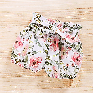 Dimoybabe Newborn Baby Girl Clothes Summer Infant Outfit Cute Ruffle Romper Short Set Solid Pink 3-6 Months 80cm