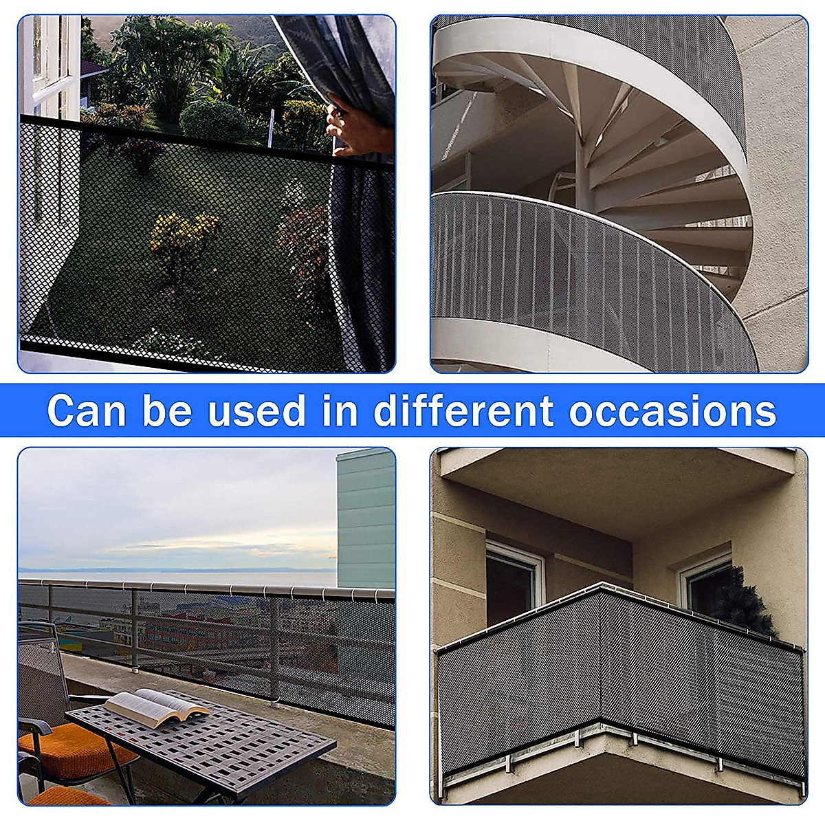 JIFTOK Ewaves Stairway Net - Baby Safety Rail - 180 inch x 32 inch - Banister Stair Net for Child, Small pet,Toy- Indoor & Outdoor(Black)