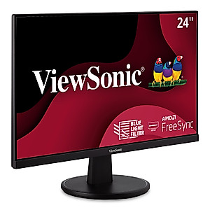 ViewSonic VA2447-MH 24 Inch Full HD 1080p Monitor with Ultra-Thin Bezel, Adaptive Sync, 75Hz, Eye Care, HDMI, VGA Inputs for Home and Office