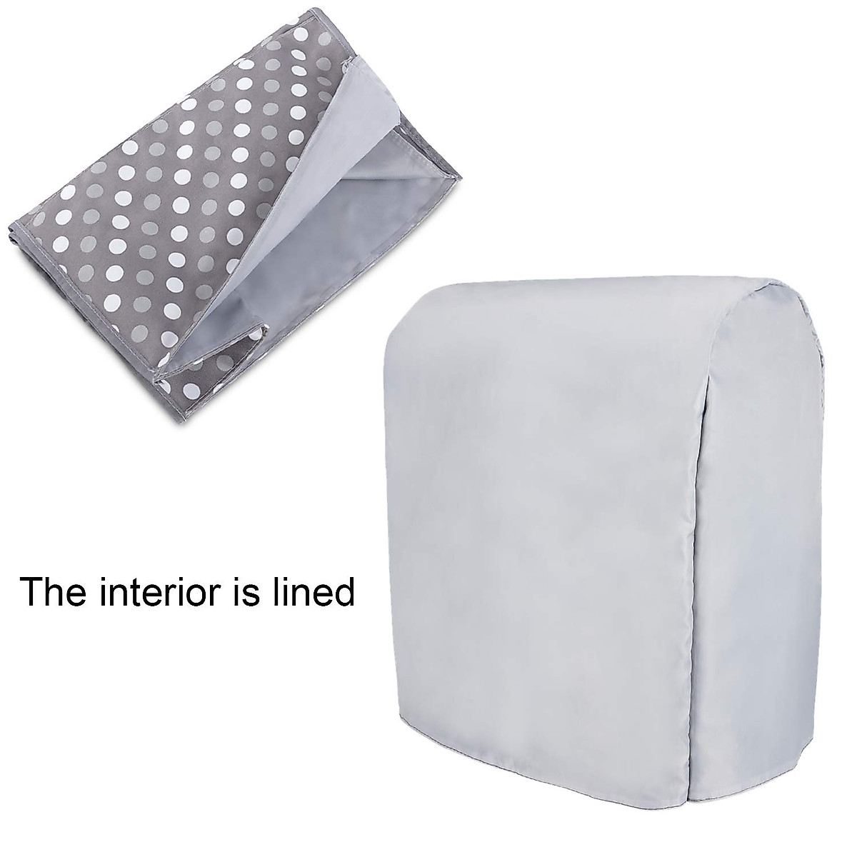Luxja Dust Cover Compatible with 4.5-Quart and 5-Quart Stand Mixer, Cloth Cover with Pockets for Stand Mixer and Extra Accessories, Gray Dots