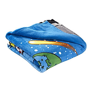 Ryan's World Kids Red Titan Plush Twin/Full Blanket, 62" x 90", Blue, Moon Walk