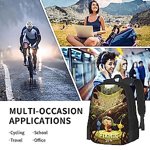 RACEK Lightweight Laptop Backpack Pik-min Rucksack 3D Printed Anime Travel Casual Adjustable Straps Daypack For Men Women