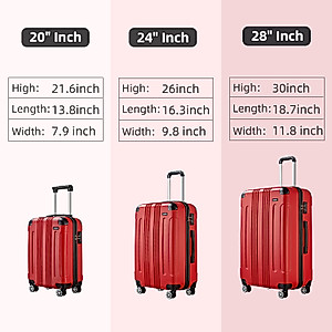 Joyway Luggag 7-Piece Travel Sets,28 inch Suitcase with Spinner Wheels,Hard Case Large Luggage with TSA Locks(28Inch No Bag Red)