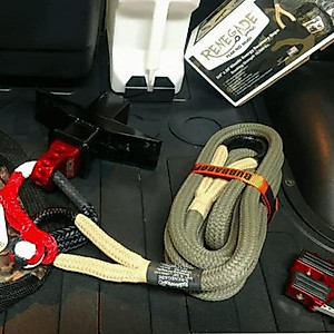 Bubba Rope RENEGADE 176655BKG Off-Road Power Stretch Kinetic Kit 3/4" x 20" Recovery Rope With Breaking Strength of 19000 In Tane / Green Accessory Ideal for Recovery and Towing Stuck Vehicles