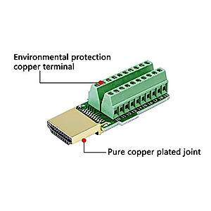 SinLoon 2 Pack HDMI Solderless Adapter Gold Plated HDMI Extension Cable Connector Signals Terminal Breakout Board Free Welding Connector with Plastic Cover Screwdriver