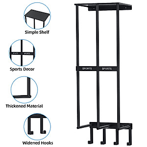 Camping Chair Storage, Metal Camping Chair Holder for Garage with 4 Hooks, Beach Chair and Umbrella Wall Storage Rack, Black