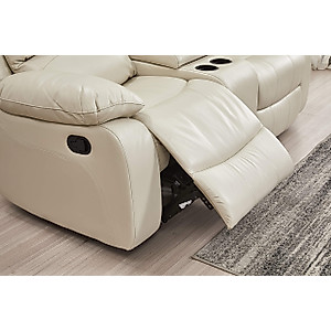 Betsy Furniture 2PC Bonded Leather Recliner Set, Sofa, Loveseat, 8018, Beige