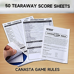 GSE Games & Sports Expert Canasta Cards Game Set, Includes 2 Decks Canasta Playing Cards with Point Values, a Revolving Card Tray, and 50 Canasta Score Sheets (Blue)