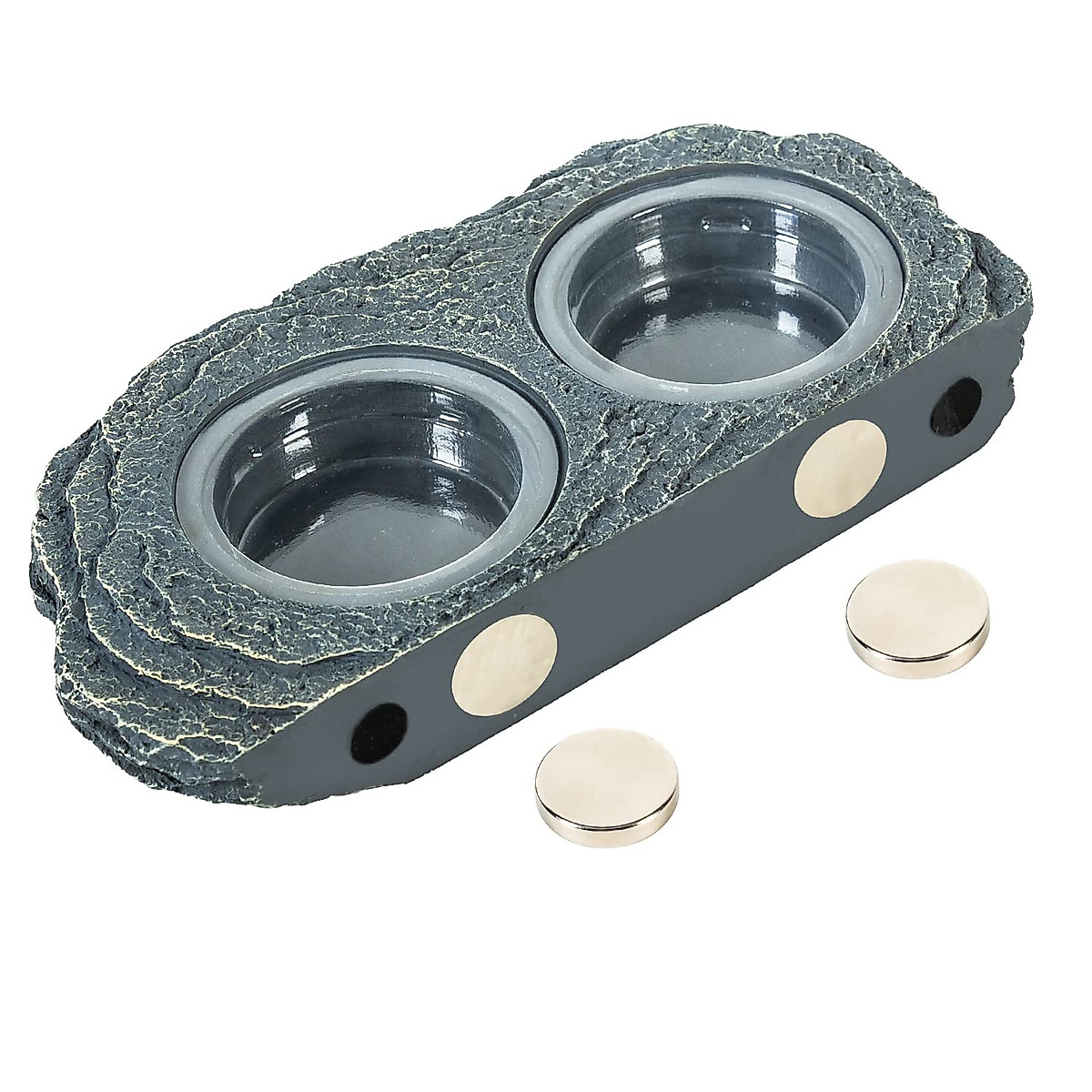 REPTIZOO Reptile Magnetic Feeder Ledge, Double Bowl Reptile Food Dish with 6PCS Feeding Cups Food Water Feeder for Crested Gecko Lizard Chameleon Pets