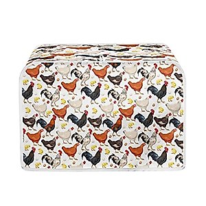 Gomyblomy Rooster & Chick Toaster Covers 4 Slice Wide Slot Dustproof Fingerprint Protectors and Greasy Protection Anti-sputtering Machine Washable