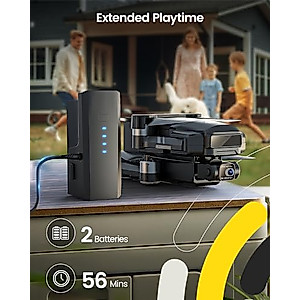 Holy Stone HS600 2-Axis Gimbal Drones with 4K EIS Camera for Adults, Integrated Remote ID, 2 Batteries 56-Min Flight Time, 10000 FT Range Transmission, GPS Drone with Brushless Motors, 4K/30FPS
