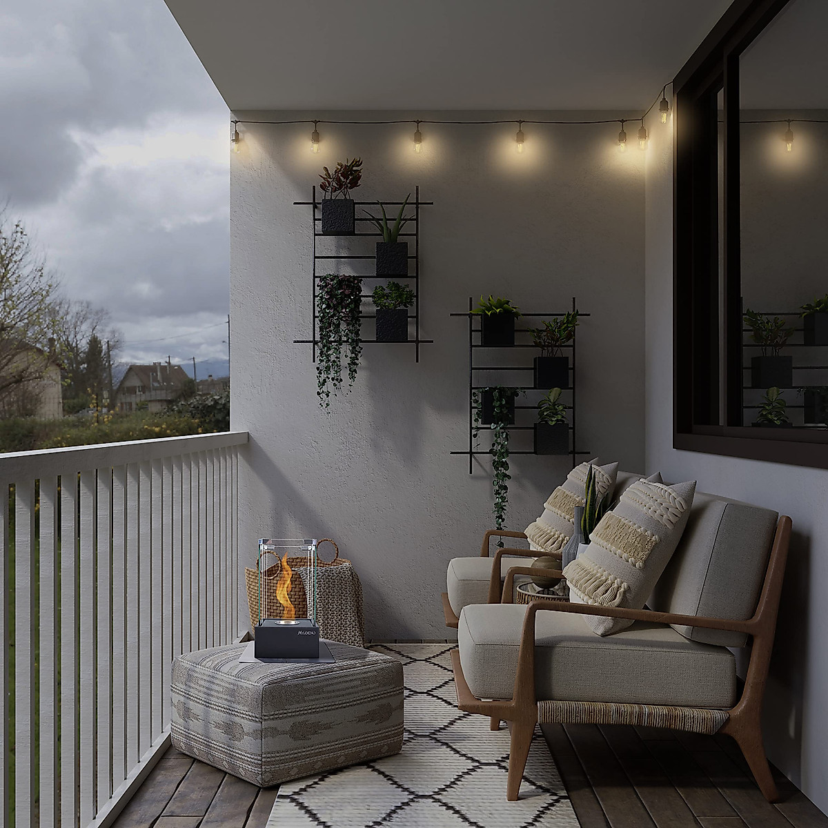 Bio Ethanol Fireplace Smokeless Portable Tabletop Fire Pit for Indoor Outdoor Garden Decor, Portable Tabletop Fireplaces