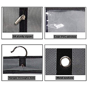 MISSLO Gusseted 60" Dress Garment Bag Hanging Clothes Cover with Clear Window Zipper Pocket for Long Coat, Full-Length Wedding Gown, Closet, Travel, Luggage (Grey)