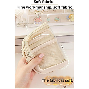 Cute Pencil Case Large Capacity Pen Bag Mesh Kawaii Pen Case Clear Pencil Pouch Gift (Pink)