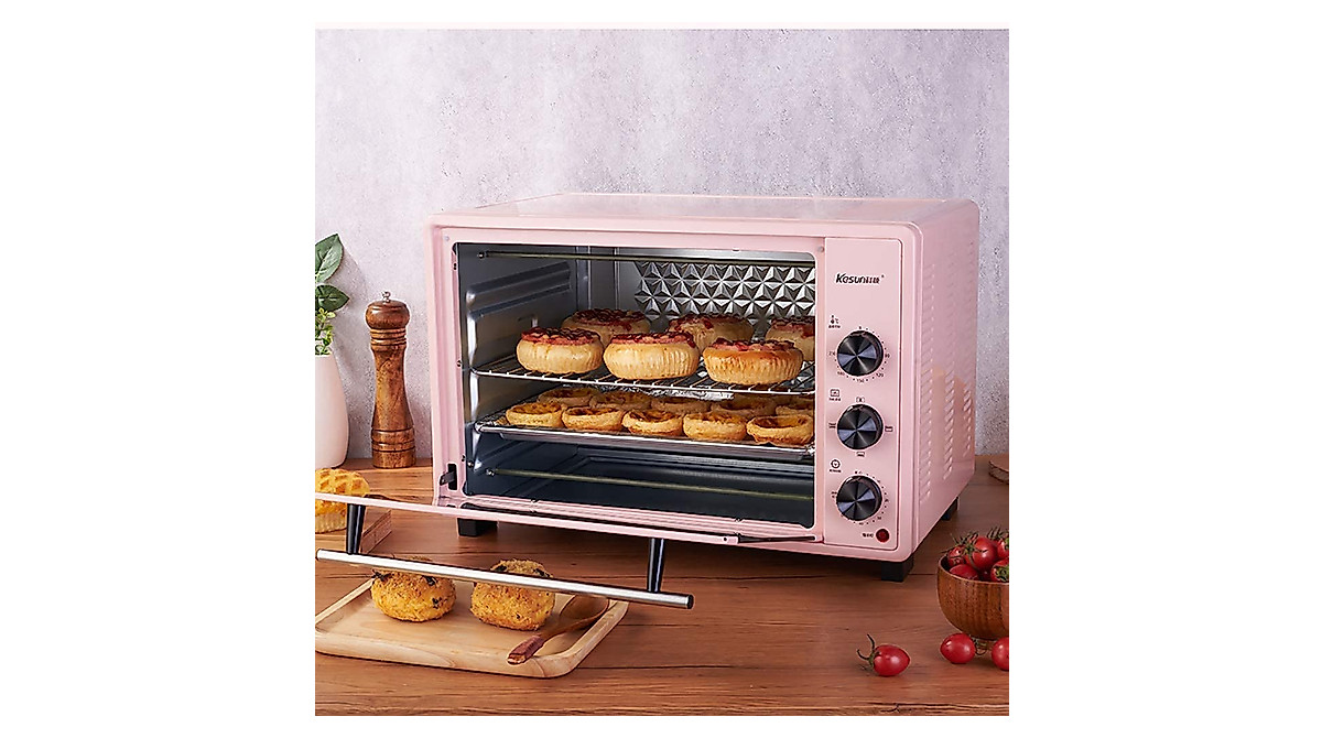 40L Electric Oven with Adjustable Temp & Timer - Pink Kitchen Oven