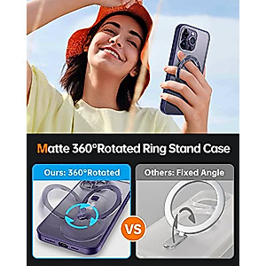 FACBINY Magnetic Kickstand Case Designed for iPhone 14 Pro Max [360° Rotatable Ring Stand Holder] [Compatible with MagSafe] [Military-Grade Protection] Translucent Shockproof Phone Case, Purple