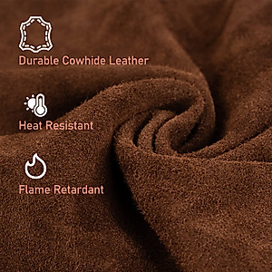 YESWELDER Leather Welding Work Shop Apron with 6 Pockets Heat Flame Resistant Cowhide Welder Apron Heavy Duty Blacksmith Aprons Adjustable for Welders Men Women Length 41"