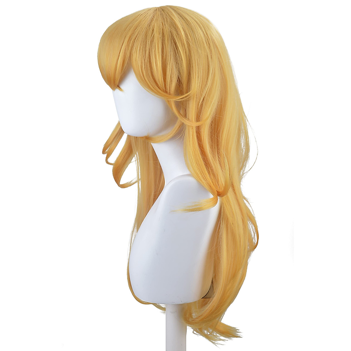 LALASAM Golden Princess Wig,3 Peice Set of Blonde Long Wavy Halloween Peach Cosplay Wig Costume Party Wigs with Crown,Wig Caps