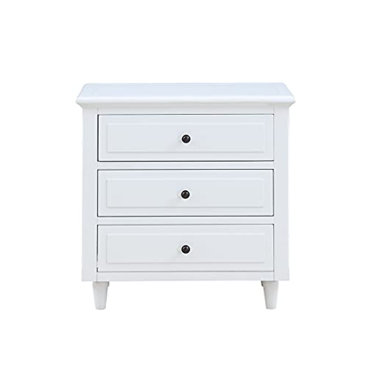 XD Designs Solid Wood Side End Table, 2-Drawer Night Stand with Storage Shelf, Bedside Nightstand, Accent Table for Bedroom Hallway Living Room (White)