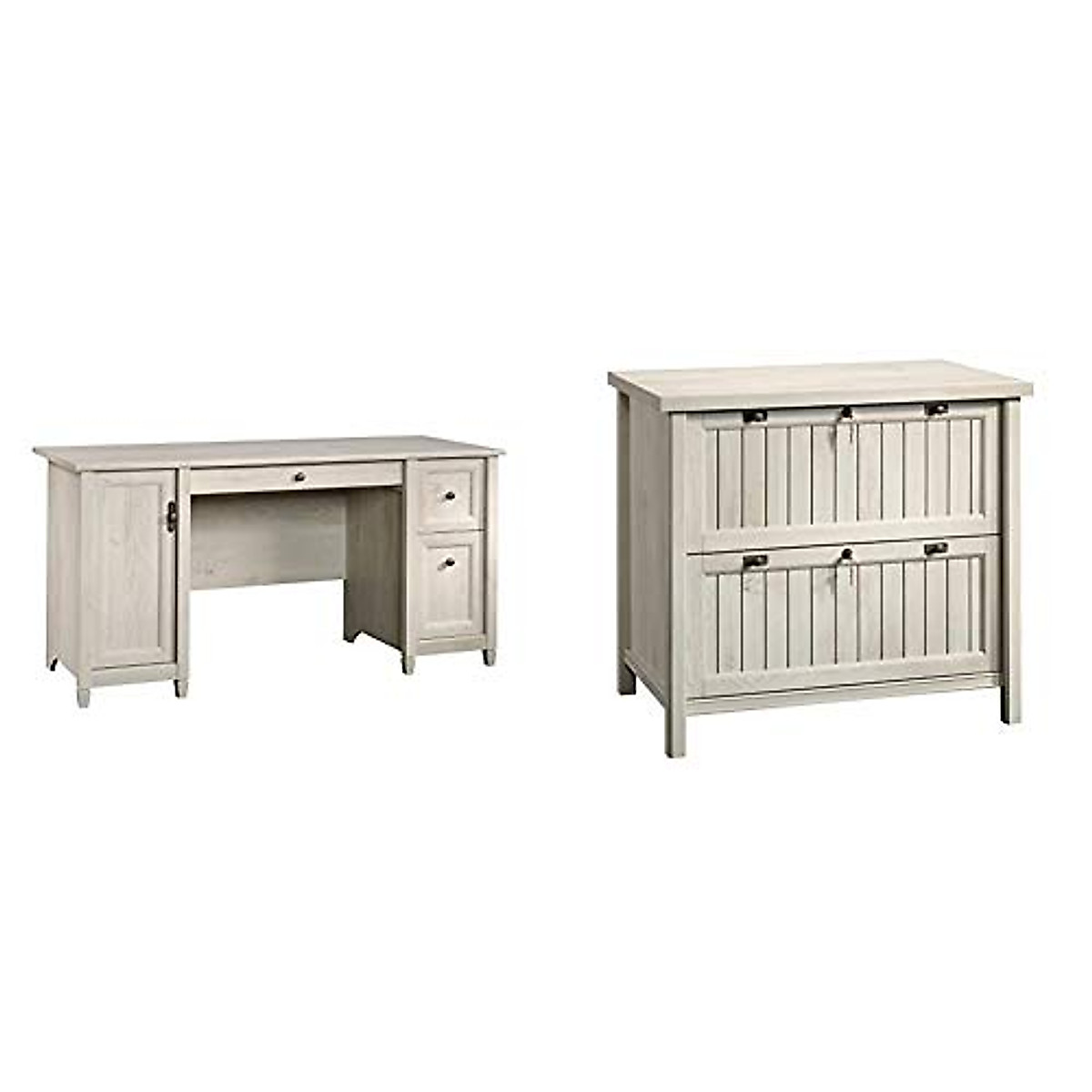 Sauder Edge Water Computer Desk, Chalked Chestnut & Costa Lateral File, Chalked Chestnut Finish