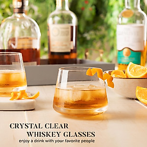 Lumi and Numi Set of 2 Whiskey Glasses – 12 Oz. Scotch & Bourbon Glass – Handblown Lead-Free Crystal for Entertaining and Gifting