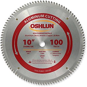 Oshlun SBNF-100100 10-Inch 100 Tooth TCG Saw Blade with 5/8-Inch Arbor for Aluminum and Non Ferrous Metals