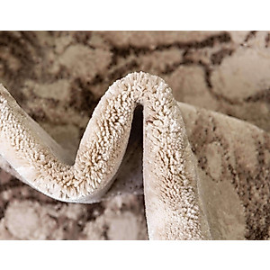 Unique Loom Oasis Collection Area Rug - Breeze (8' x 10' Oval, Brown/ Beige)