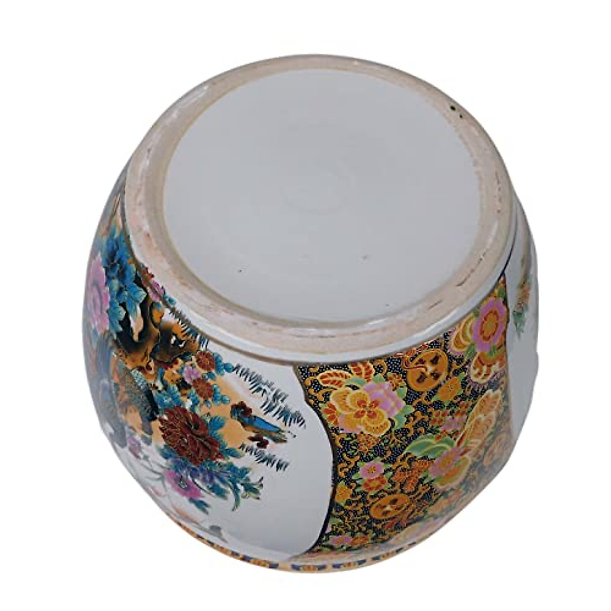 Oriental Furnishings Japanese Satsuma Peacock Vase (10" W x 7.75" H | Base 6.25")