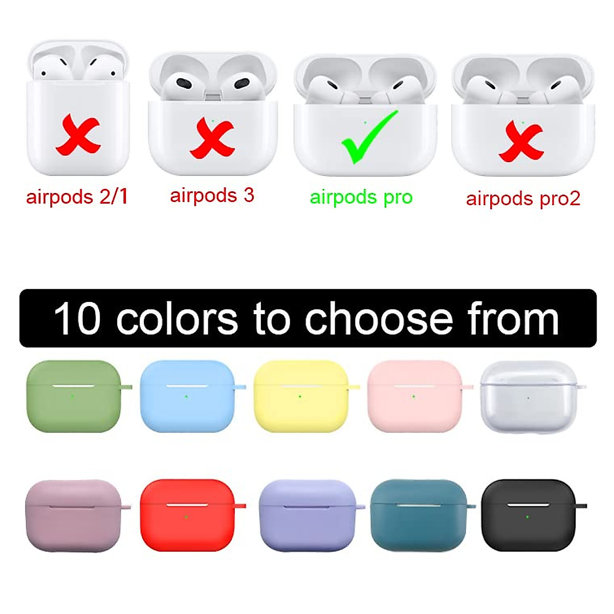 Personalized Custom Name Airpods Pro Charging case Protective Cover Airpod Silicone Leather case Fully Protected Durable, Anti-Drop Keychain, 9 Colors to Choose (Multicolor)