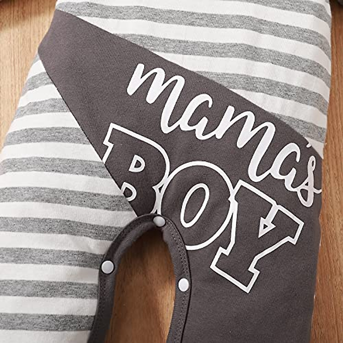 DEFAHN Twins Baby Boy Hooded Rompers Footless Jumpsuit 2 Pack Mama's Boy Daddy's Boy Twin Matching Outfit (2Pc Mama's and Daddy's Boy, 6-12 Months)