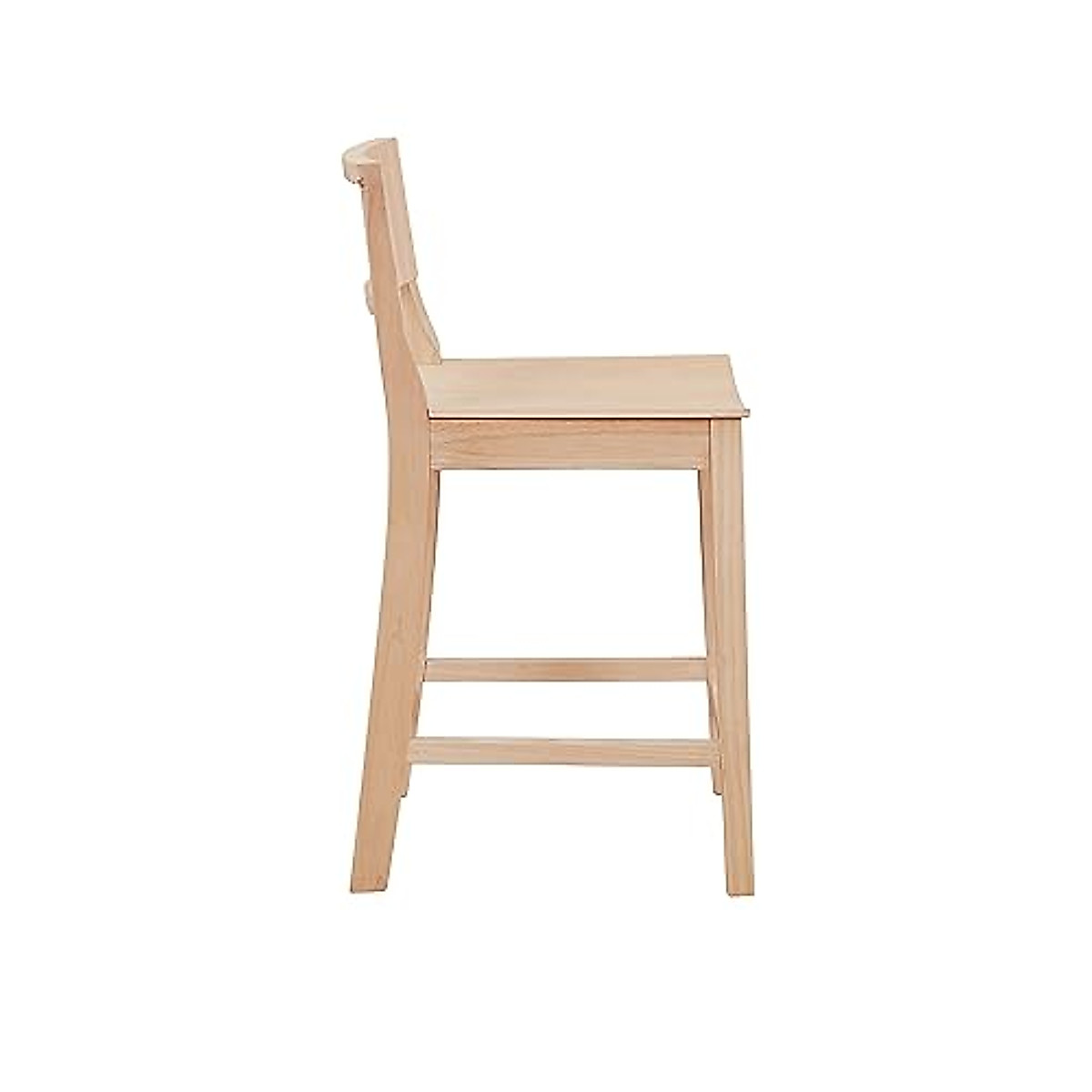 Linon Unfinished Benton Solid Rubberwood MidCentury Stool Set of 2, Counter Height