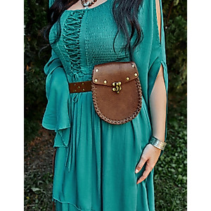 Scarlet Darkness Renaissance Belt Pouch for Women Men Plus Size Medieval Pirate Viking Belt Brown