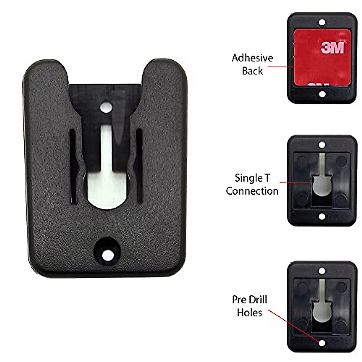 LycoGear Multi Angle Adhesive Dashboard and Console Holder Mount for All Ham CB Radio Microphone Mic Hanger with Adhesive Back, Pre Drill Holes & Single T Tab Connection, MT-D9+KLP-X2