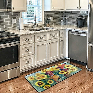 Kitchen Floor Mats Dachshunds Sunflowers Non-Slip Kitchen Mats Bath Rug Runner Doormats Carpet for Home Decor, 39x20 Inches