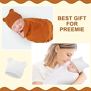 Liitrsh 3 Pack Preemie Swaddle Blankets and Hat Set Preemie Baby Boy Clothes Swaddle Set Preemie Wrap Receiving Blankets Preemie Hat for Preemie Girls