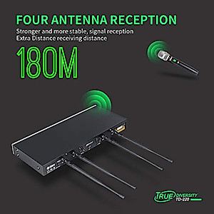D Debra Audio New Model TD-220 Professional UHF True Diversity 2 Channel Wireless Microphones System with 2 Cordless Handheld Mic